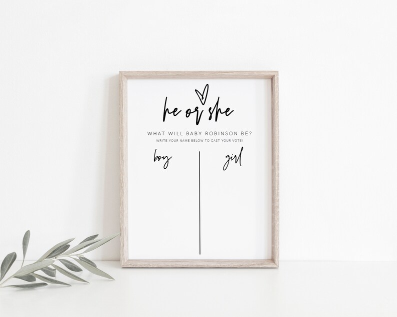 He or She What Will Baby Be Sign Gender Guess Board - Etsy