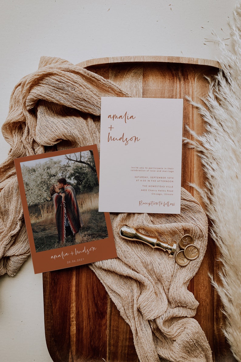 Rust Wedding Invitation Template Terracota Wedding Invitation - Etsy