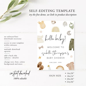 Gender Neutral Welcome Sign Template, Boho Gender Reveal Boy Girl ...