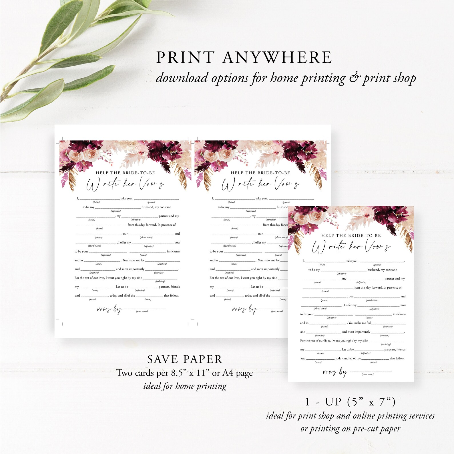 Wedding Vows Mad Lib Write Her Vows Funny Bridal Shower - Etsy