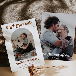 Retro Save the Date Template, Retro Copper, Wedding Date Printable ...