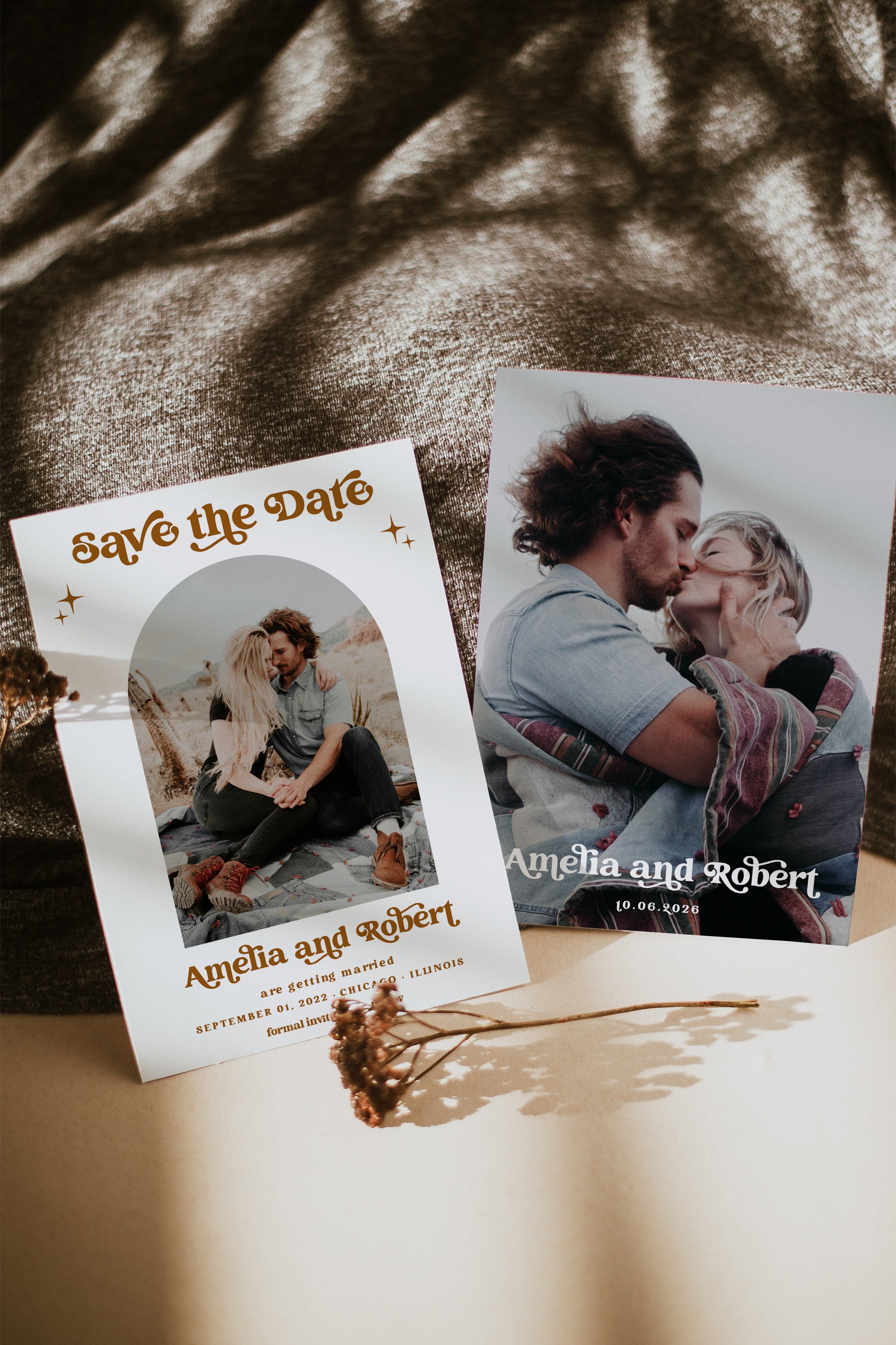 Retro Save the Date Template Retro Copper Wedding Date - Etsy