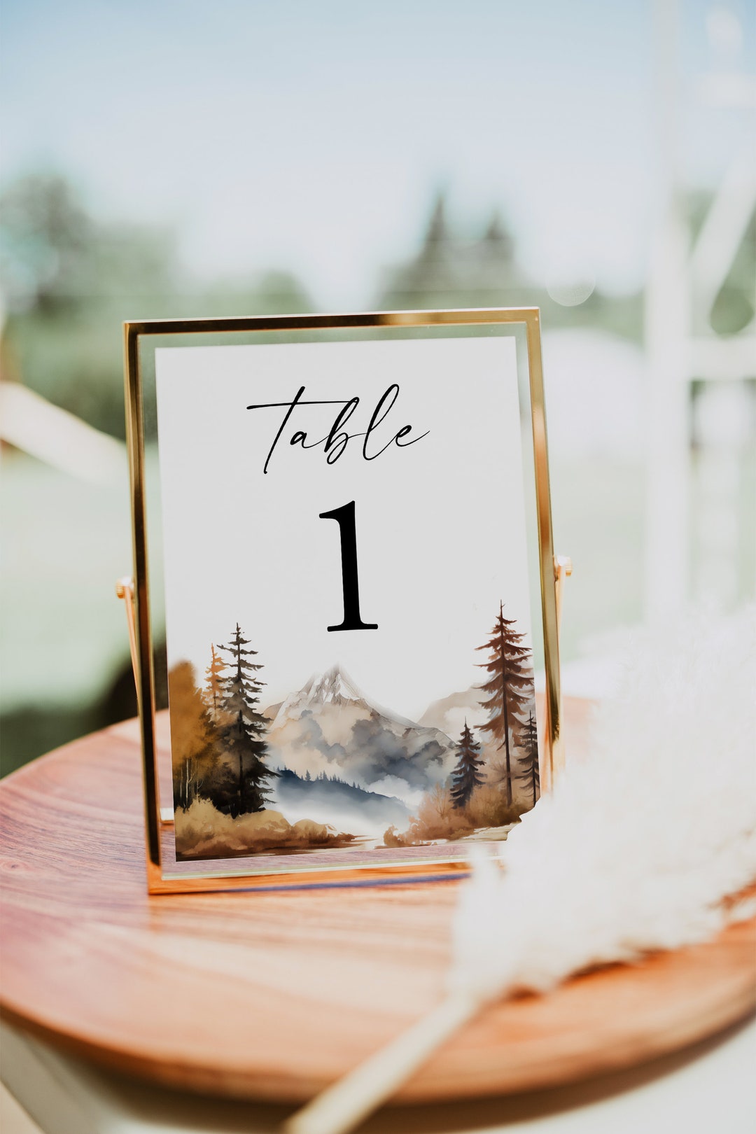 Mountain Table Number Cards, Printable Mountain Pine Wedding Table ...