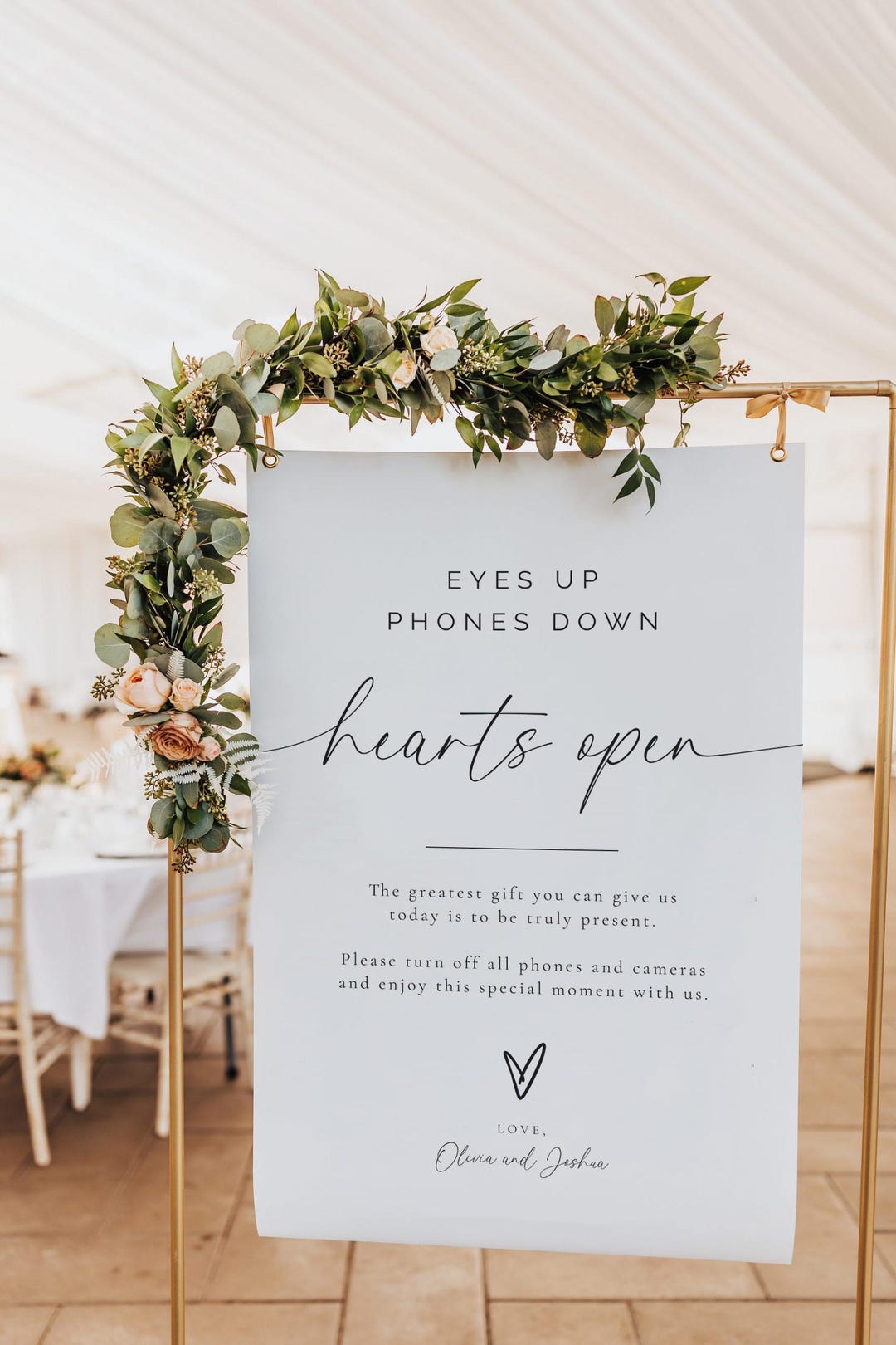 Unplugged Ceremony Sign, Wedding No Phones Sign, Modern Minimalist ...