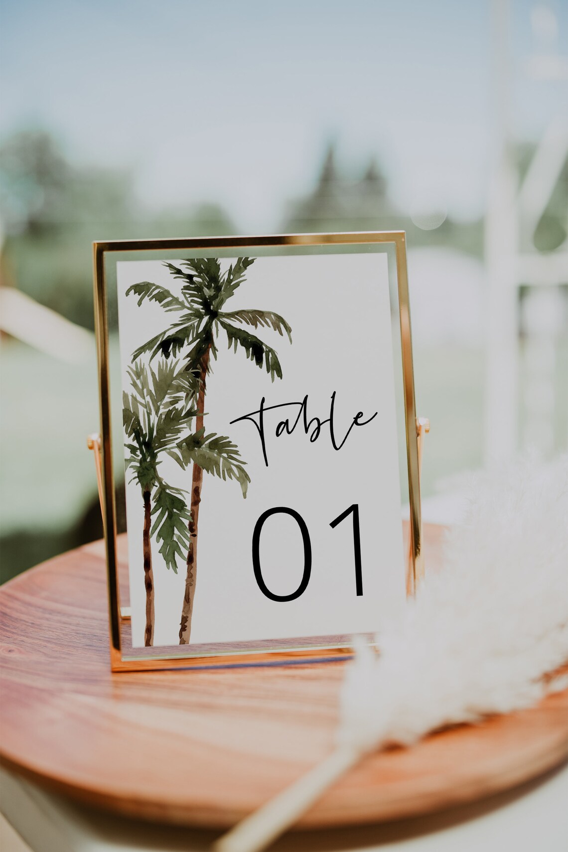 Palm Tree Table Number Card Template Tropical Wedding Table - Etsy