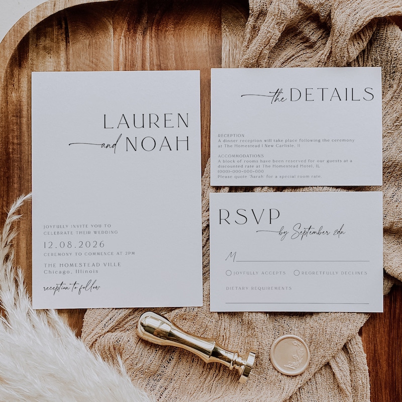 Simple Wedding Invitation - Etsy