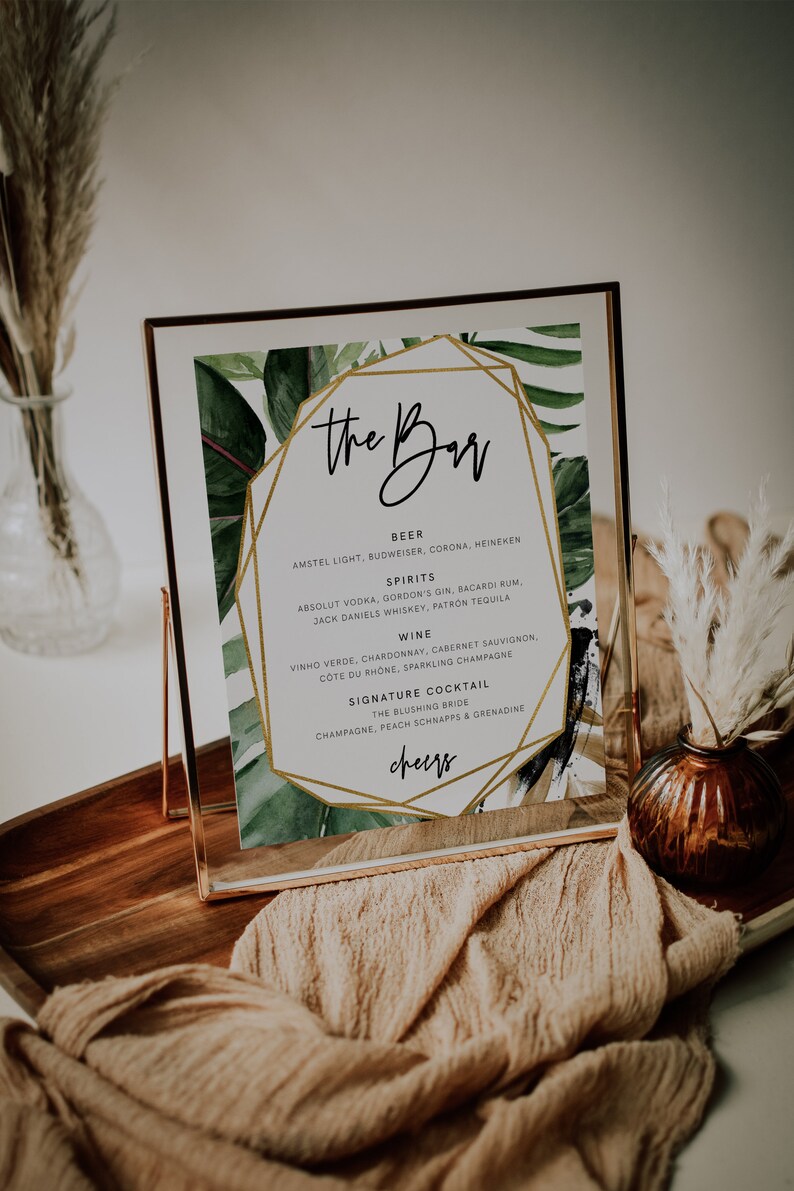 Tropical Bar Sign Template 8x10 Tropical Bar Menu - Etsy