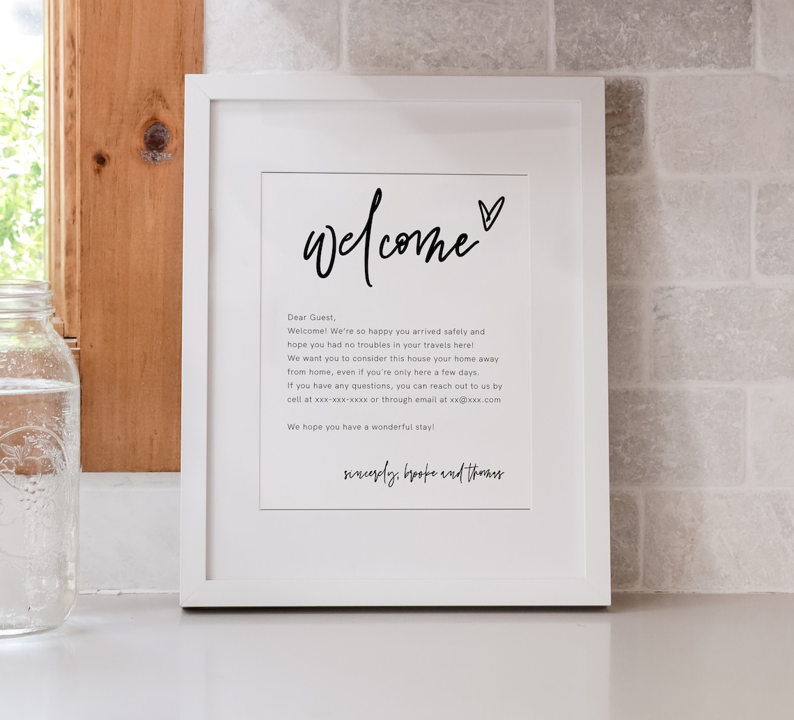 Welcome Note Template, Airbnb Welcome Note, Welcome to Our Home ...