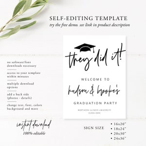 Graduation Welcome Sign Template, Double Graduation Welcome Poster ...