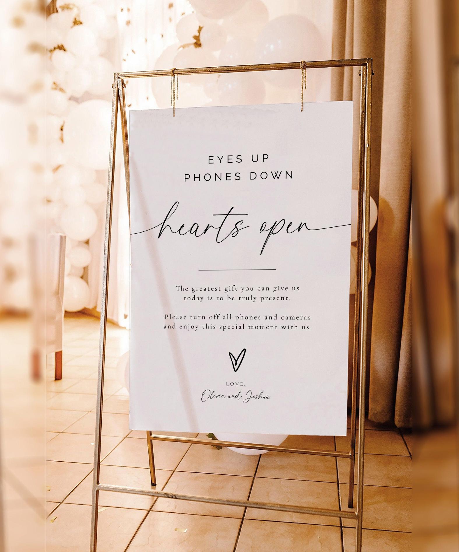 Unplugged Ceremony Sign, Wedding No Phones Sign, Modern Minimalist ...