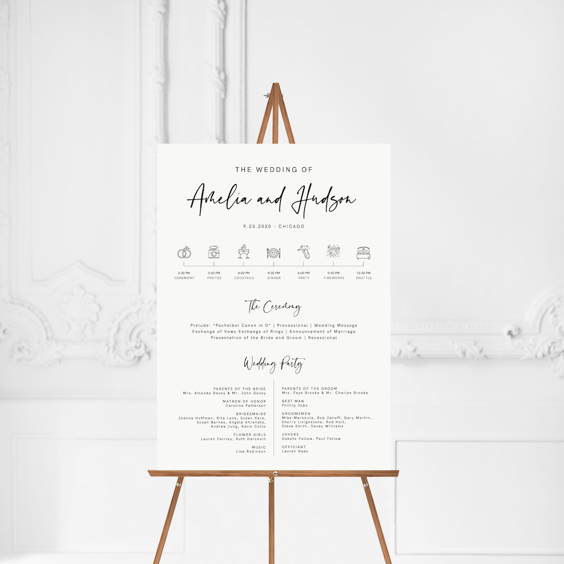 Wedding Program Sign Template Modern Wedding Wedding - Etsy