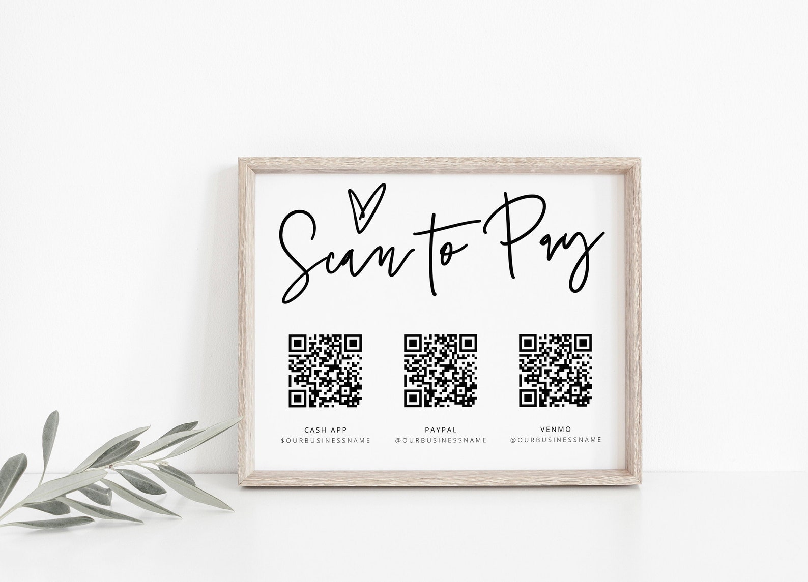QR Code Sign Template, Scan to Pay Sign, Small Business Marketing ...