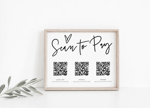 QR Code Sign Template Scan to Pay Sign Small Business - Etsy