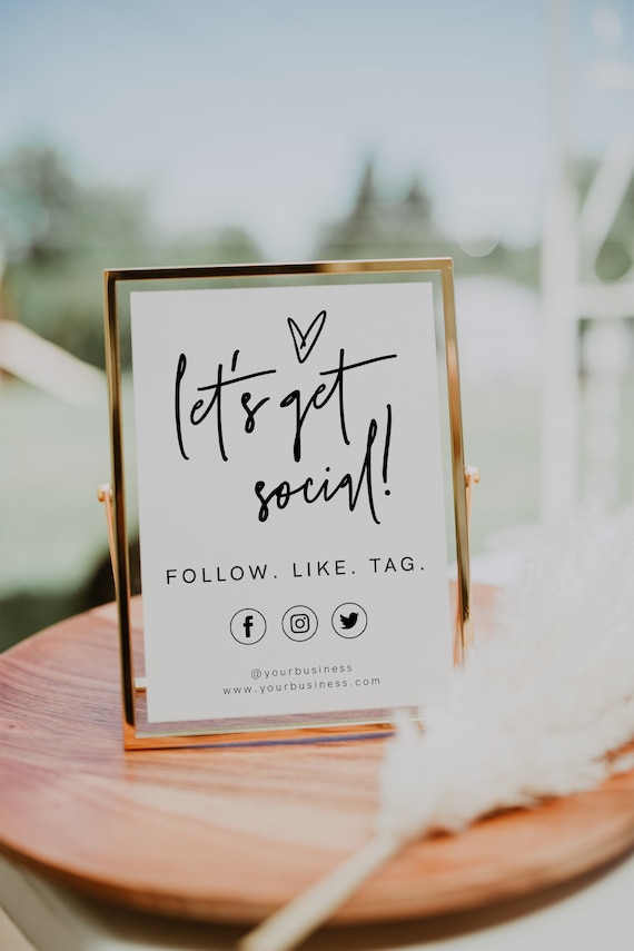Social Media Sign Template Instagram Sign Facebook Sign - Etsy Canada