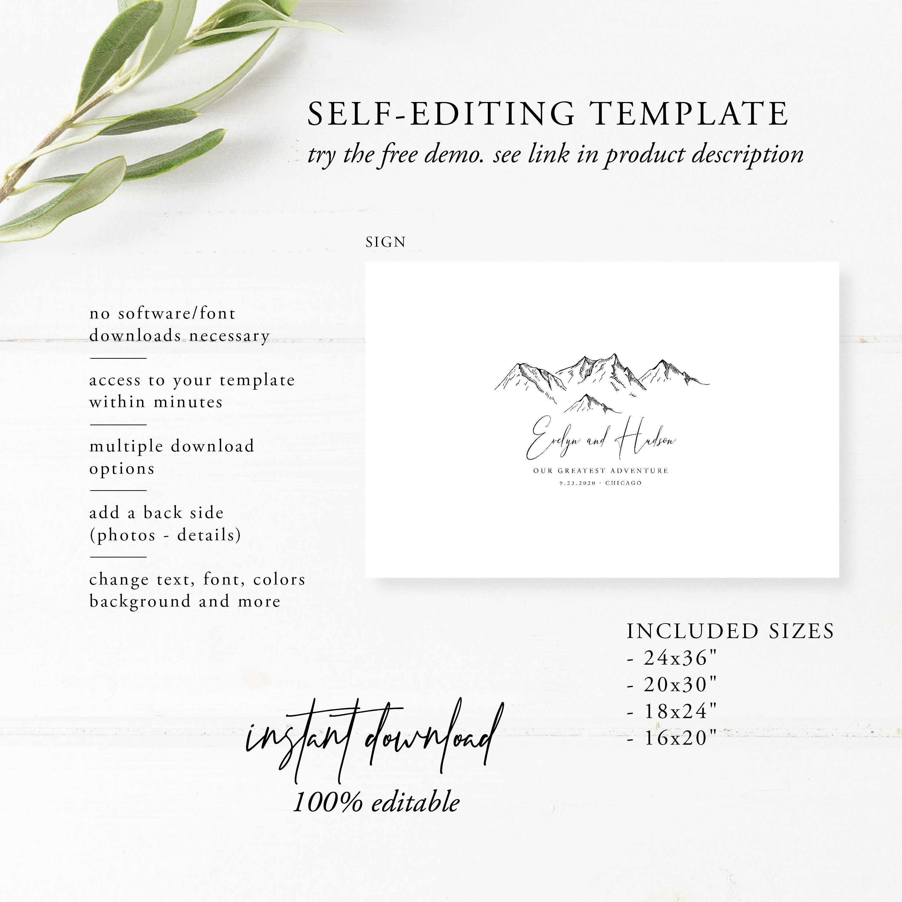 Wedding Signature Board Template Signature Sign Mountain - Etsy
