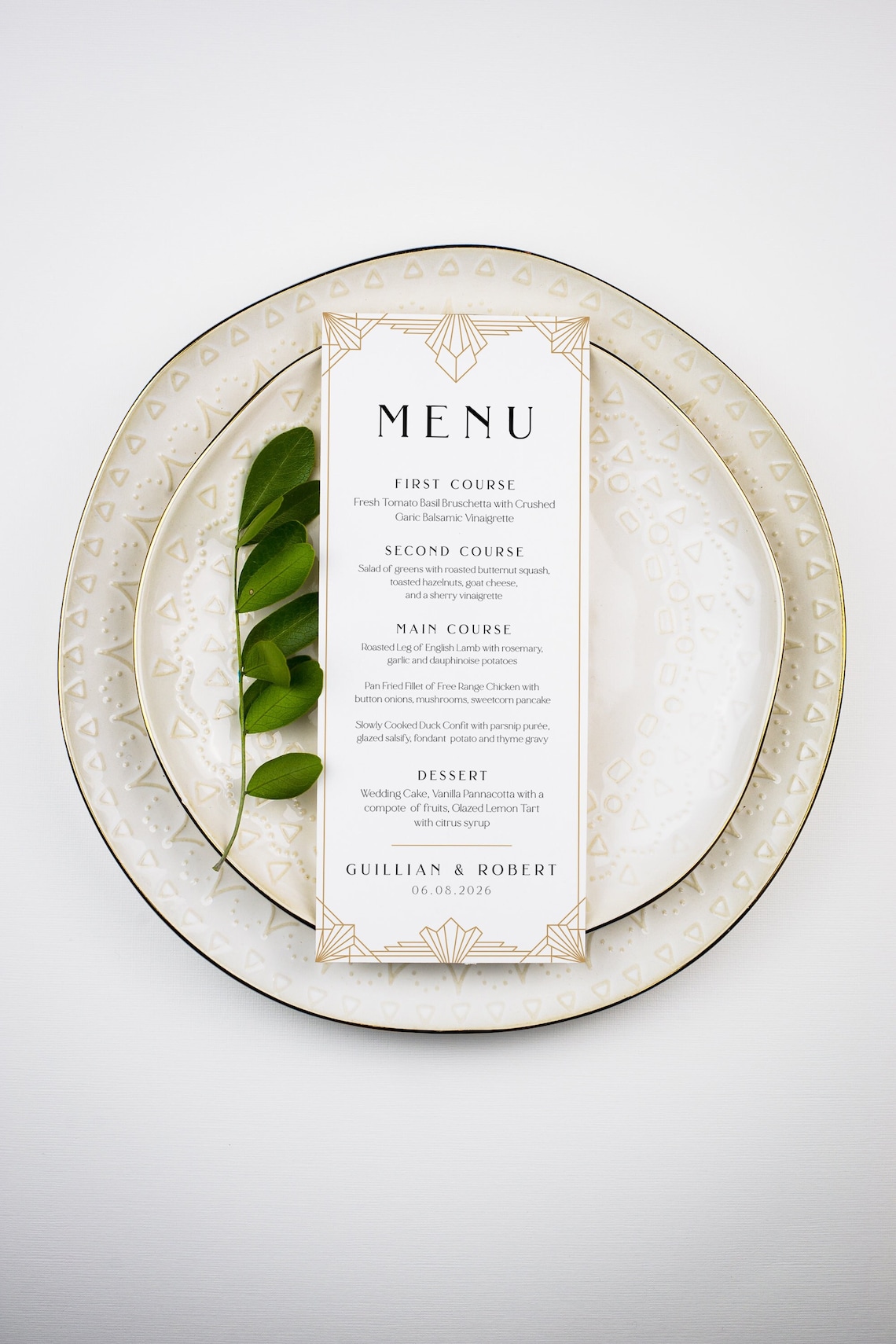Art Deco Menu Template, Gold and White Art Deco Menu Printable, Gatsby ...