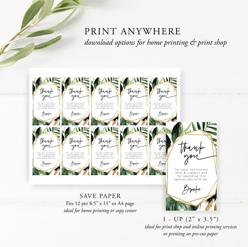 Tropical Favor Tag Template Wedding Thank You Tag Bridal - Etsy