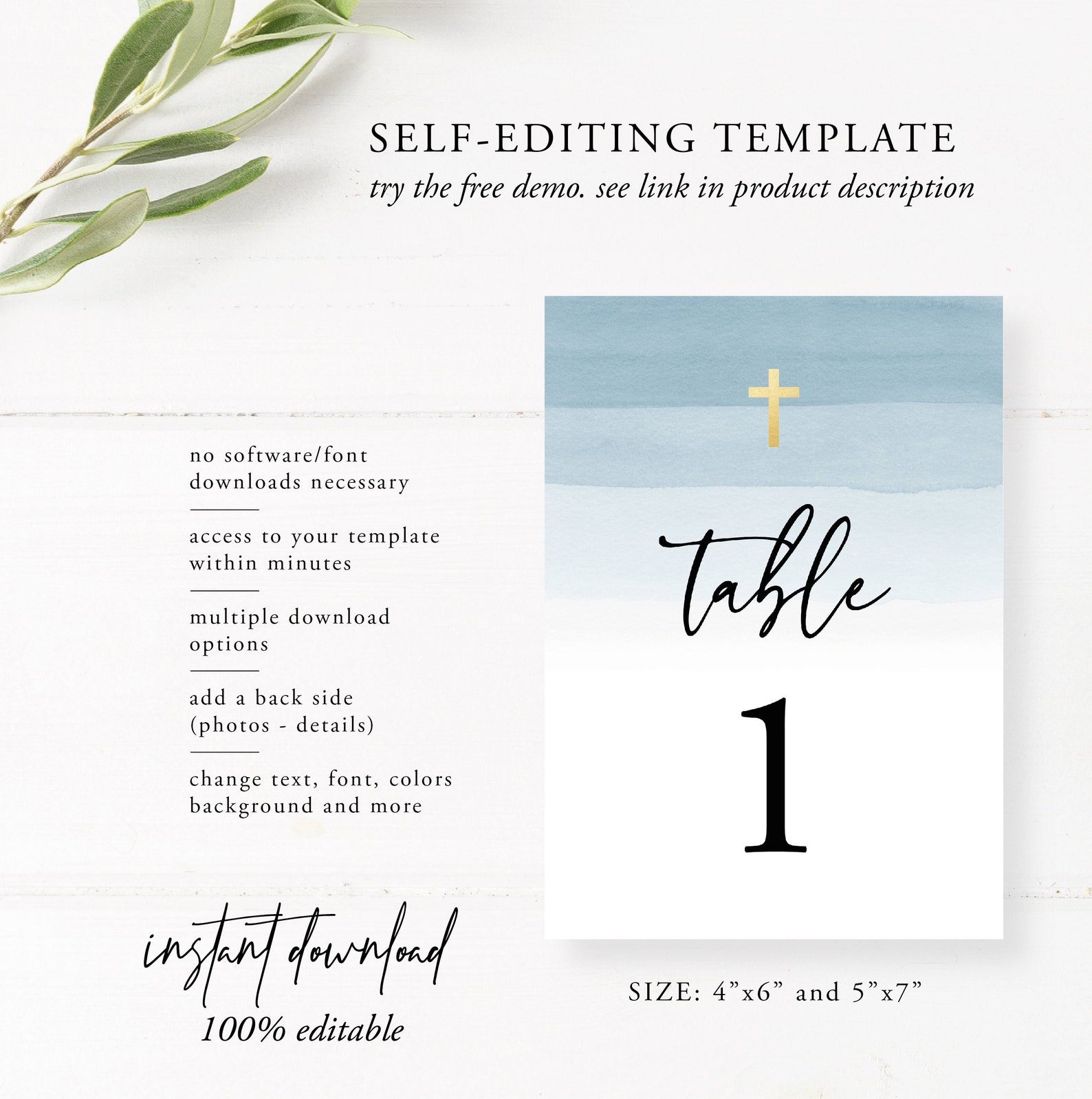 Table Number Template Baptism Table Numbers First Communion - Etsy