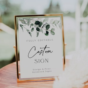 Greenery Custom Sign Template Greenery Baby Shower Table - Etsy