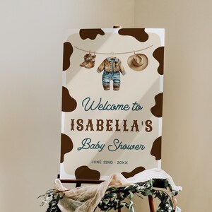 Cowboy Baby Shower Welcome Sign Template, West Baby Shower, Rodeo Baby ...