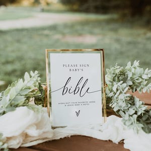 Baby's Bible Sign Template, Please Sign Baby's Bible Sign, Bible Guest ...