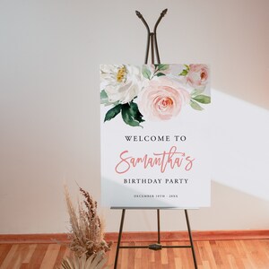 Floral Shower Welcome Sign Template, Flower Birthday Party Sign, Floral ...