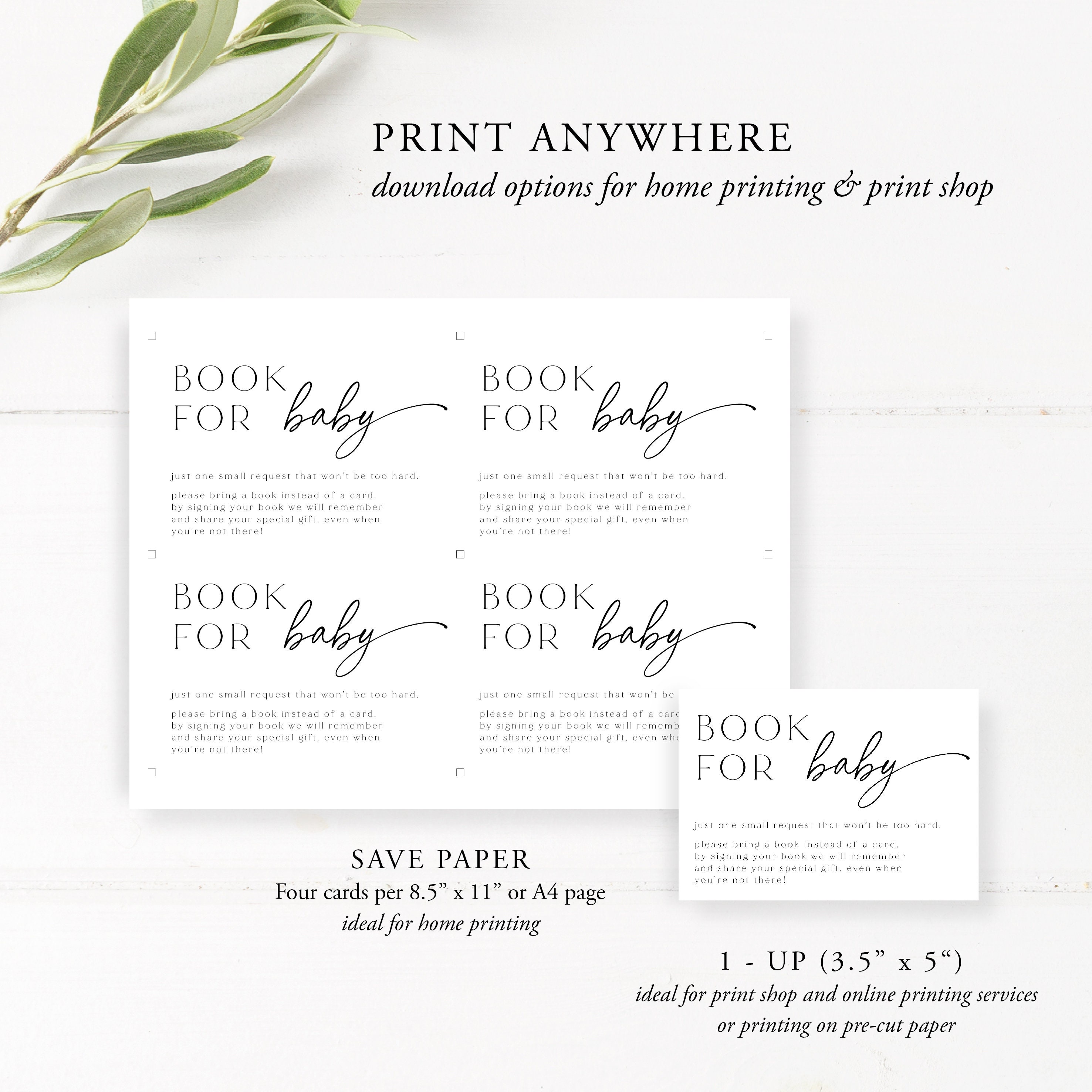 Minimalist Books for Baby Diaper Card Editable Printable - Etsy