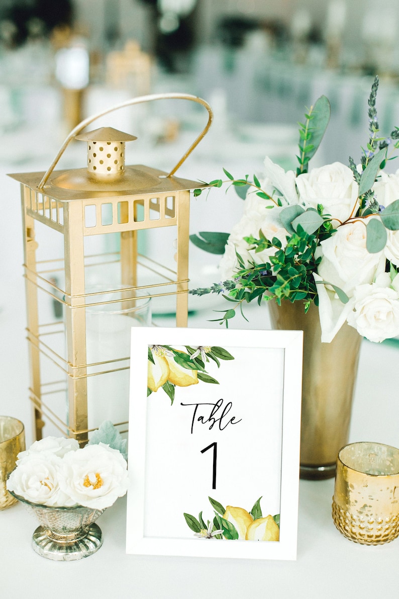 Lemon Table Number Card Template Citrus Table Number Lemon | Etsy