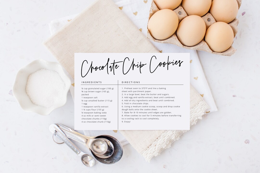 Recipe Card Template, Personalized Recipe Card, Printable Recipe Cards ...