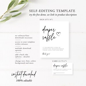 Modern Diaper Raffle Game, Printable Baby Shower Diaper Raffle, Diaper ...