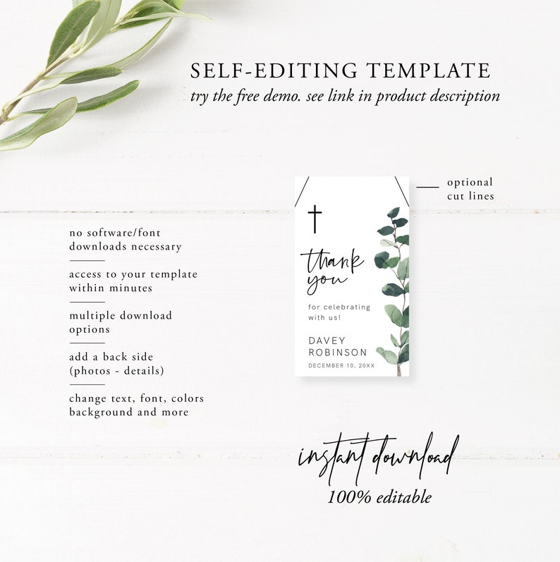 Baptism Favor Tags Template Printable Baptism Favor Tag | Etsy