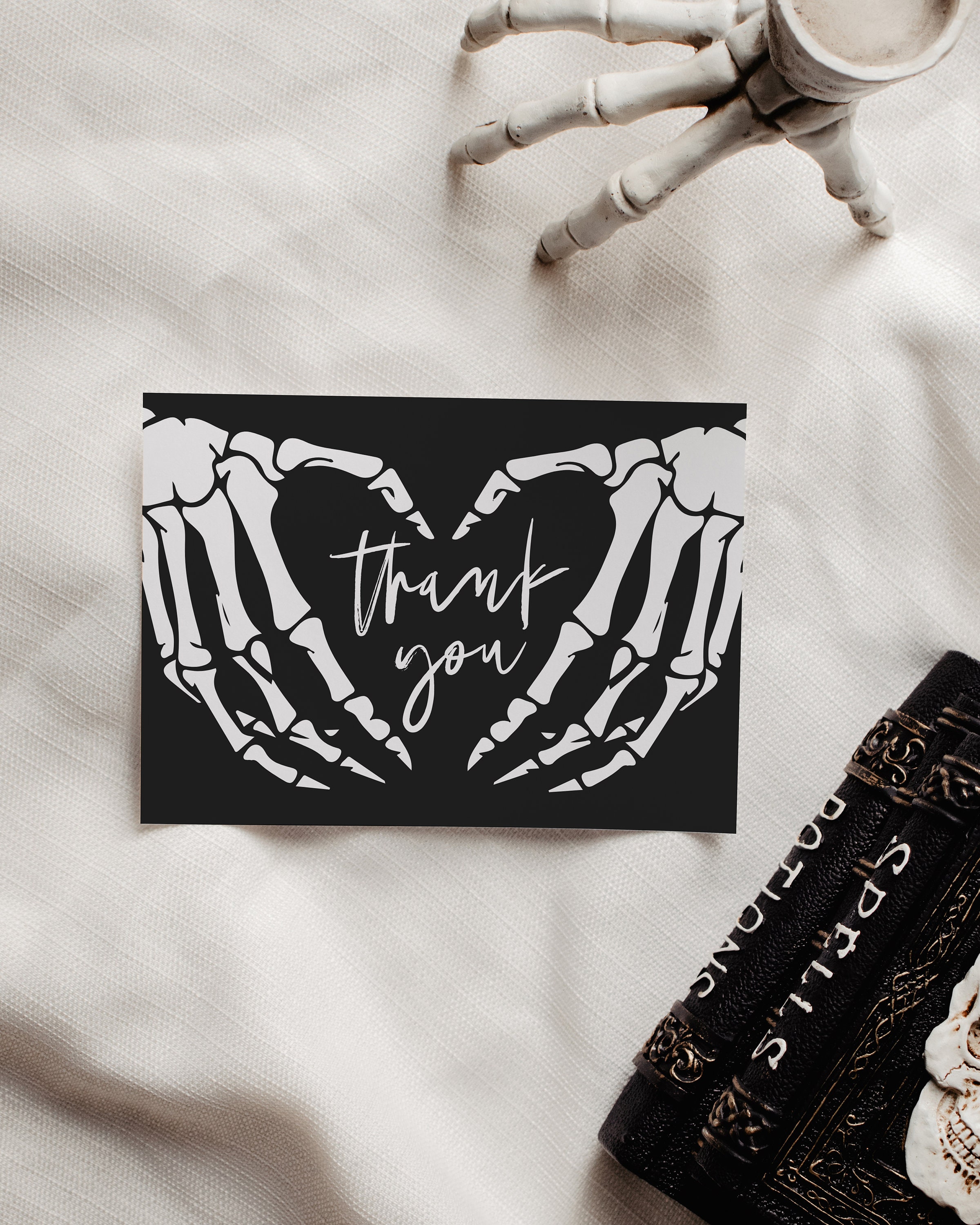 Halloween Business Thank You Card Template, Skeleton Hands Package ...