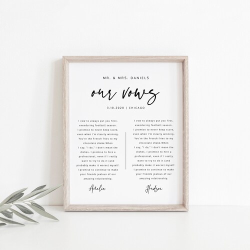 Anniversary Gift Our Vows Wall Art Wedding Vow Keepsake - Etsy