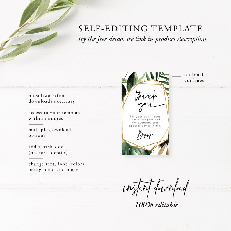 Tropical Favor Tag Template Wedding Thank You Tag Bridal - Etsy