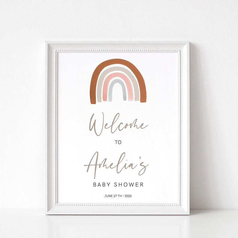 Welcome Sign Rainbow Baby Shower Boho Welcome Sign Bohemian | Etsy