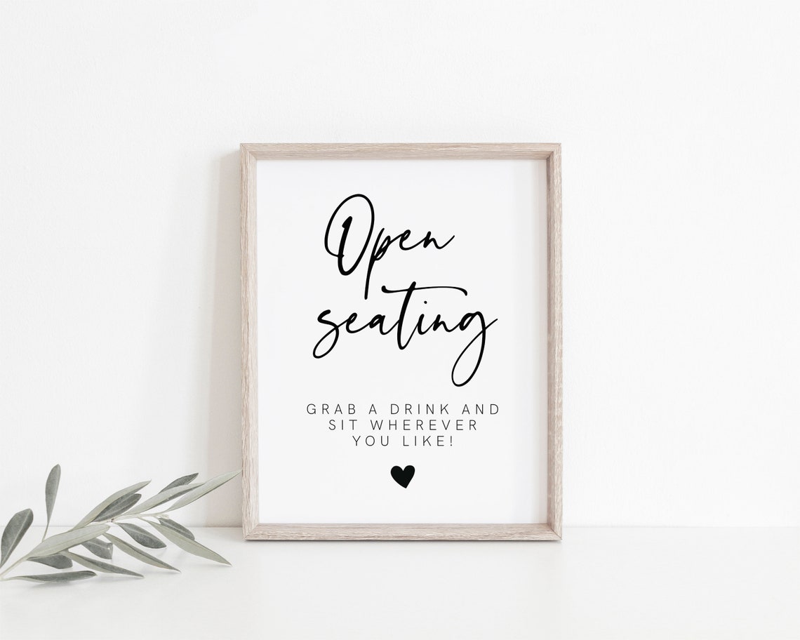 Open Seating Sign Template Printable Open Seating Sign No - Etsy