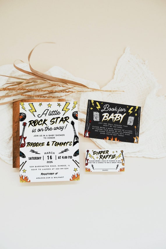 Invitaciones Para Baby Shower Con Temática De Estrella De Rock 71