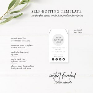 Small Business Tag, Minimalist Tag, Product Tag Template, Printable ...