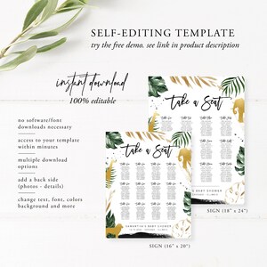 Safari Seating Chart Poster, Safari Baby Shower, Safari Seating Sign ...