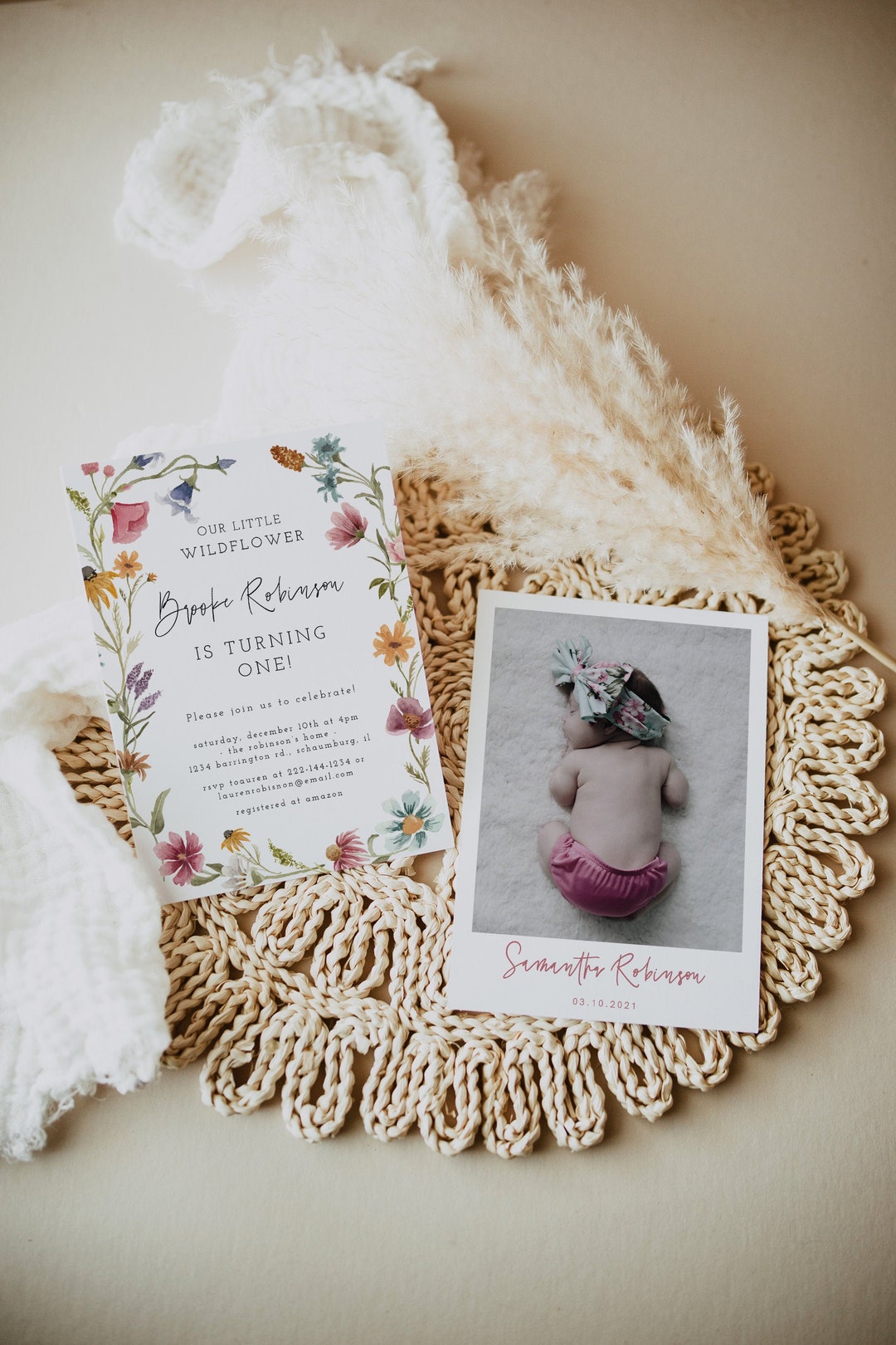Wildflower Birthday Invitation Template, Our Little Wildflower ...