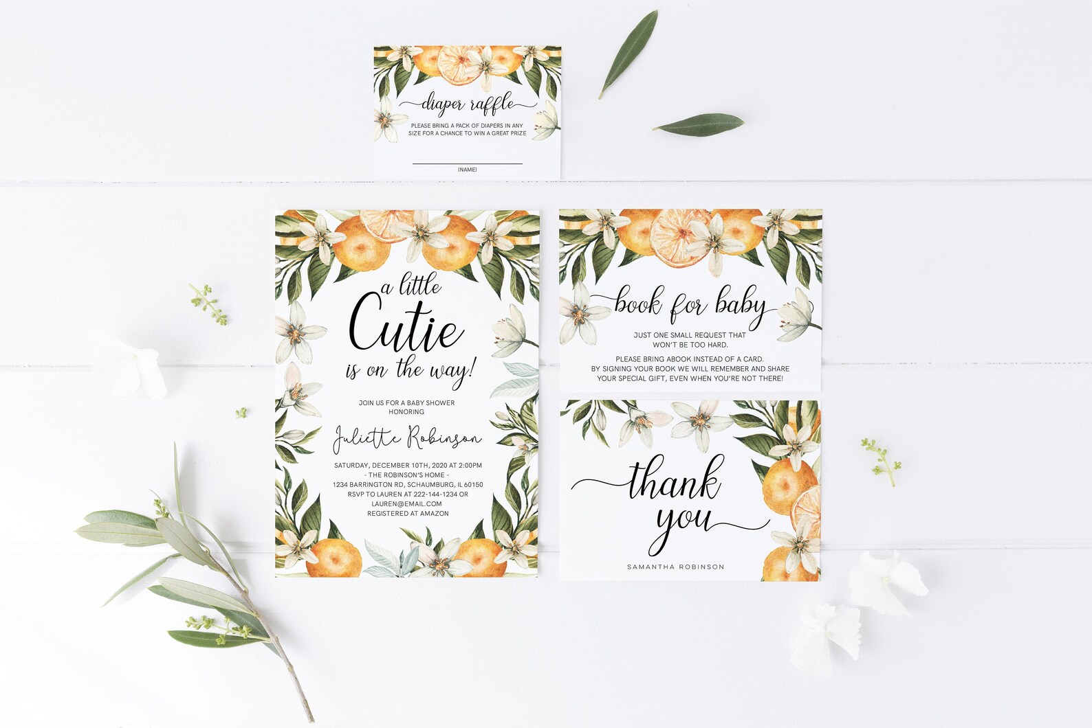 Citrus Baby Shower Invitation Set Template Baby Shower - Etsy
