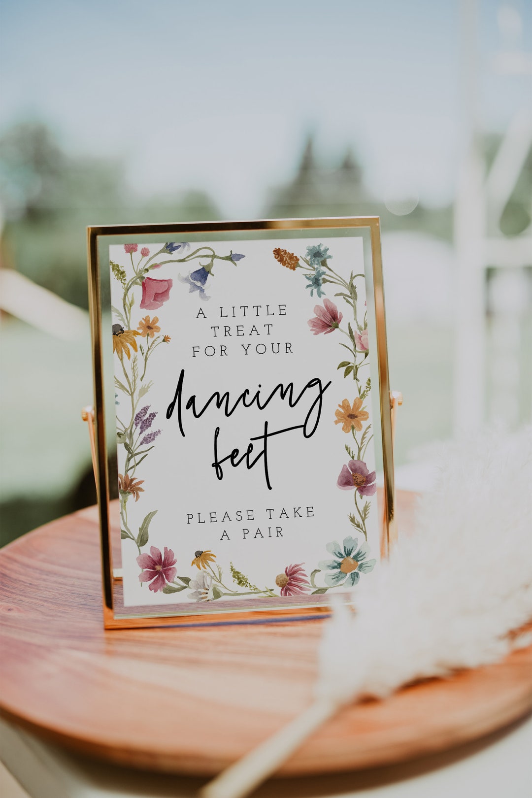 Dancing Feet Sign Template, Wildflower Wedding Flip Flops Sign, Simple ...