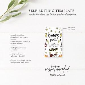 Rock and Roll Favor Tag Template, Rocked One Year 1st Birthday Tag ...