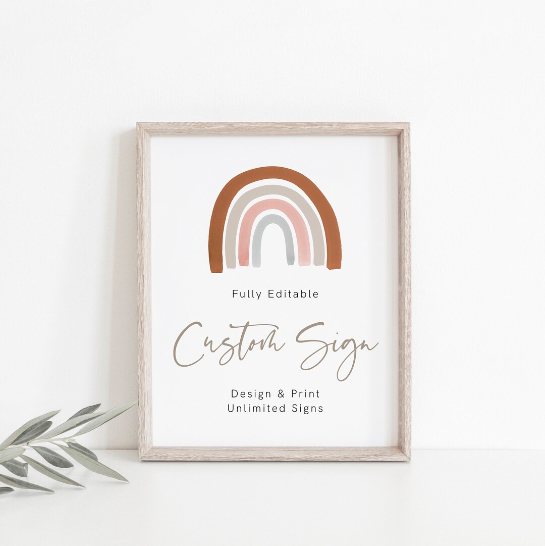 Rainbow Custom Sign Template, Rainbow Baby Shower, Table Sign, Create ...