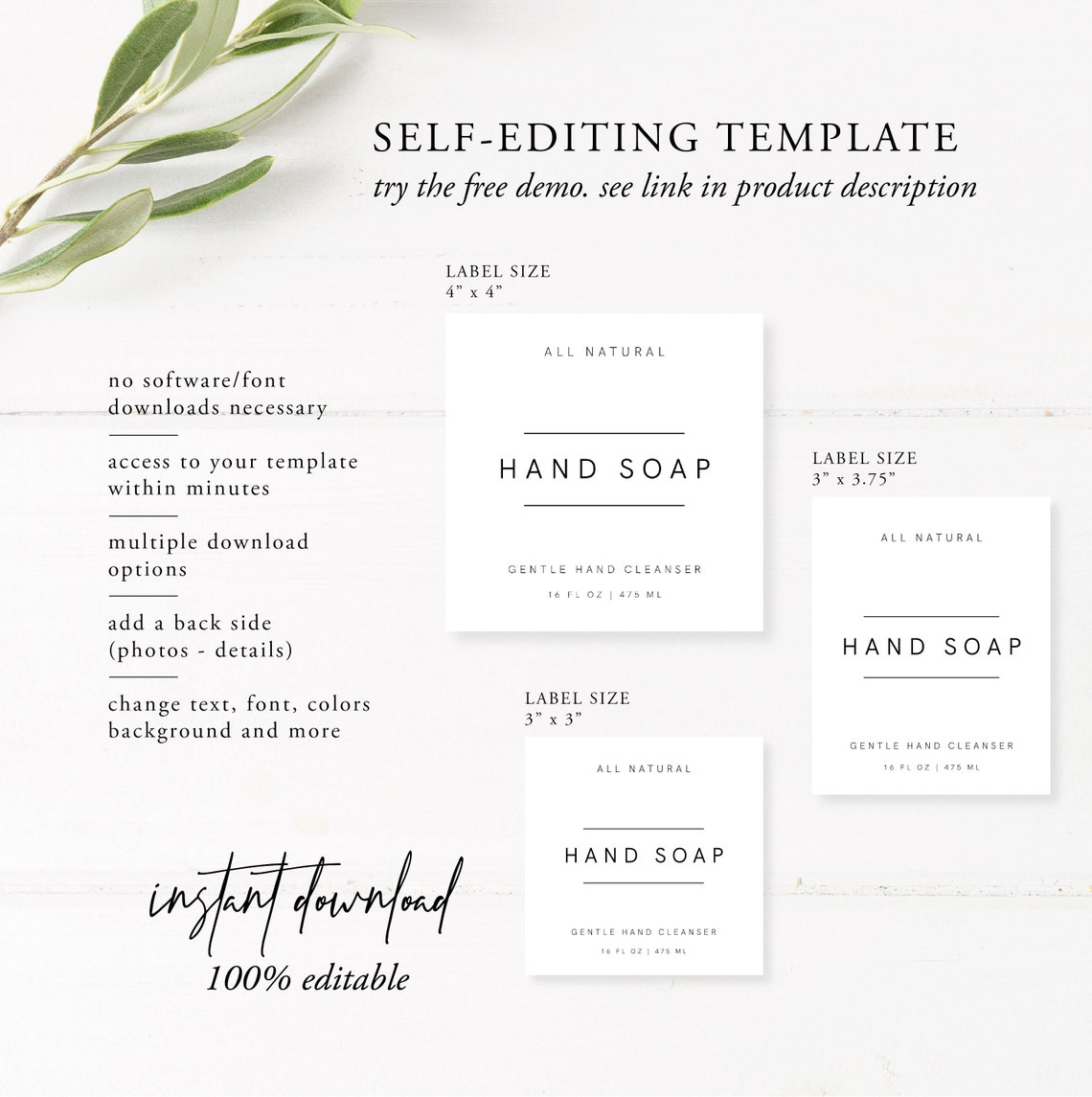 Editable Soap Label Template, Dish Soap, Hand Lotion, Printable Label ...