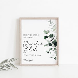 Decorate a Block for Baby, Greenery Baby Shower, Printable Baby Shower ...