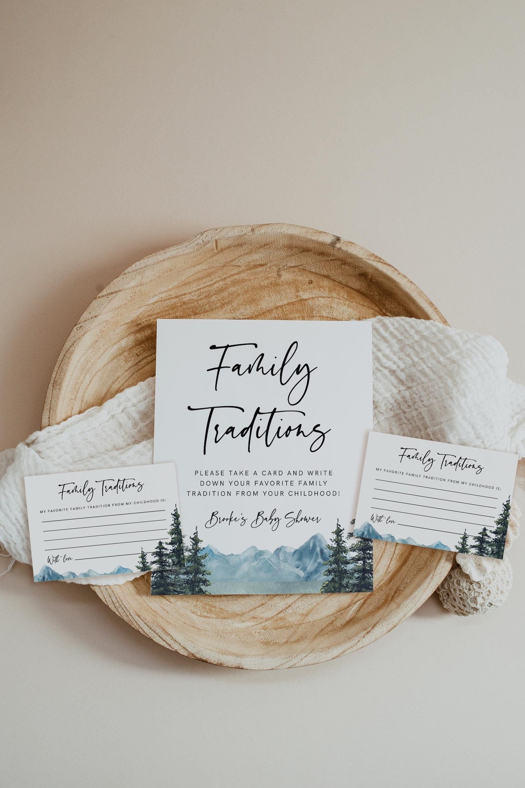 Family Traditions Sign and Card, Woodland Baby Shower, Share a Memory ...