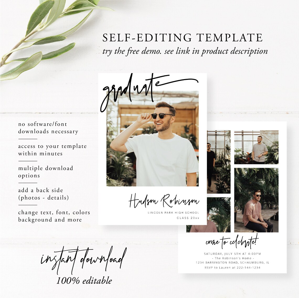 Modern Graduation Invitation Template Simple Graduation - Etsy