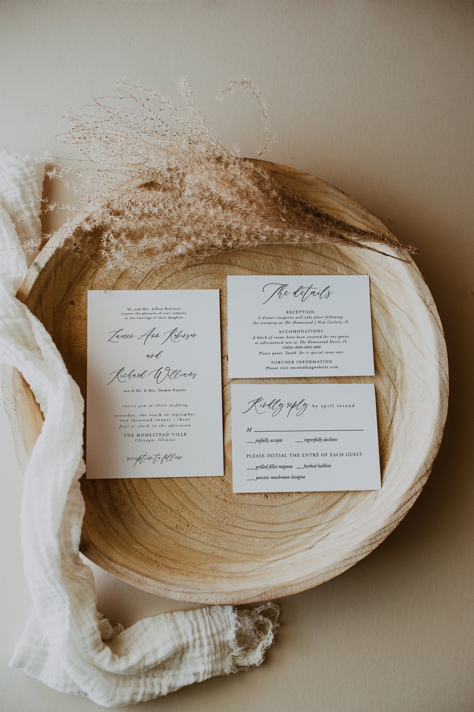 Elegant Wedding Invitation Set Calligraphy Elegant Font | Etsy