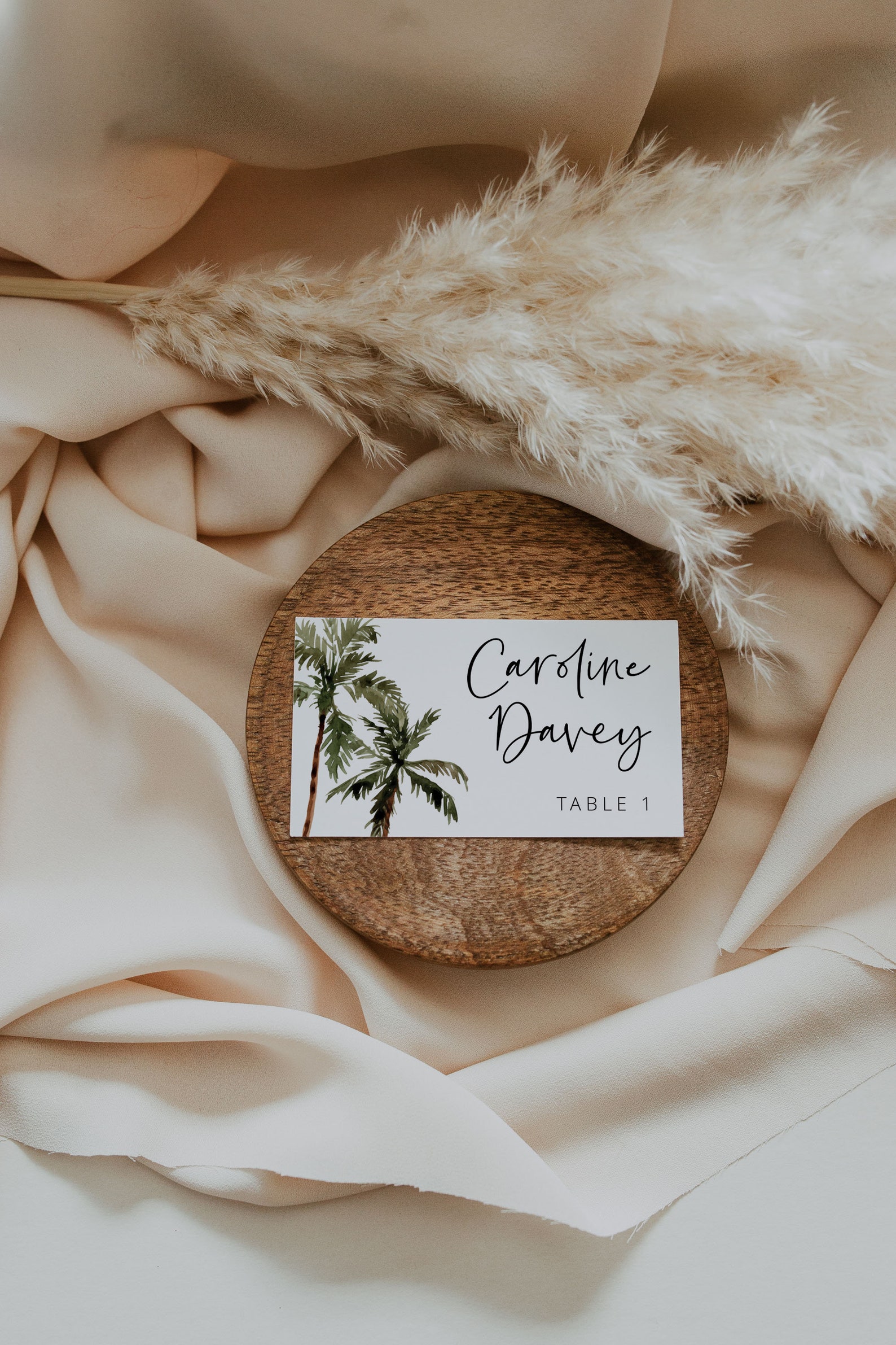 Palm Tree Place Card Template, Printable Place Cards, Tropical Wedding ...